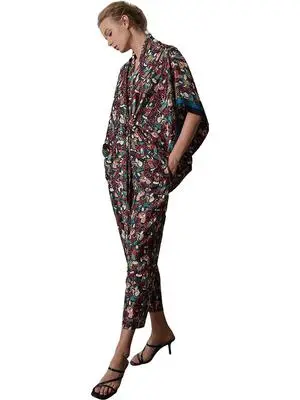 Natori Tea Garden Printed Pants - Black / Floral / Multicolor