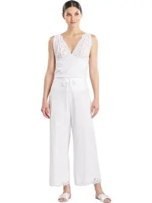 Natori Bliss Harmony Lace Applique Cropped Pants - White