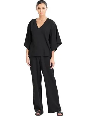 Natori Onsen Kimono Top - Black