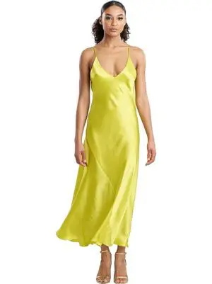 Natori Key Essentials Silk Slip Dress - Yellow