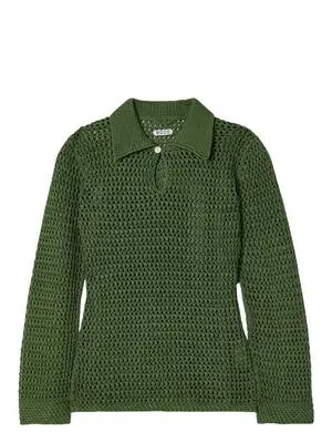 BODE Willows Crocheted Polo Shirt - Green
