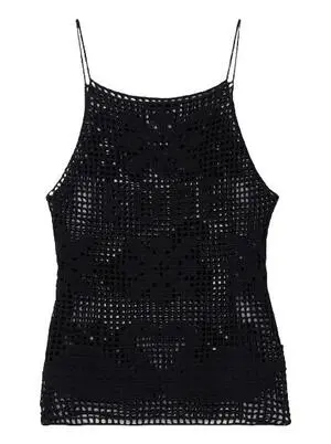 BODE Mansfield Crocheted Tank - Black