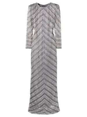 Naeem Khan Crystal-embellished Mesh Gown - Gray