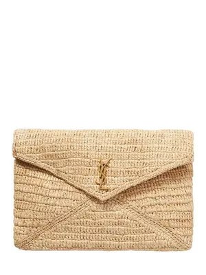 Saint Laurent SAINT LAURENT Cassandre Raffia Clutch Neutral