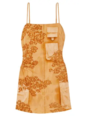 Acne Studios Gathered Printed Mini Dress - Orange