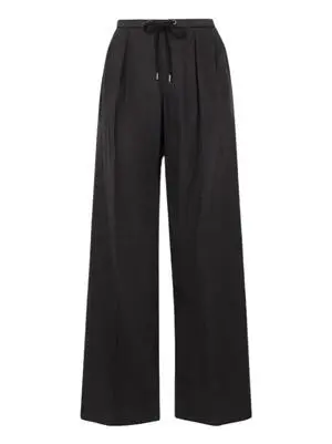 JAMES PERSE Pleated Wide-leg Linen Pants - Black