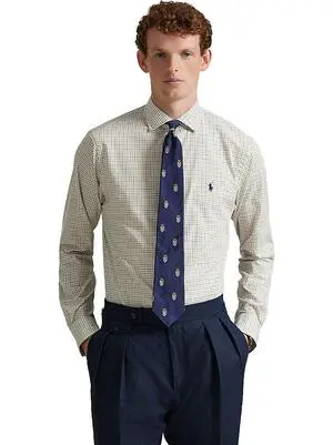 Polo Ralph Lauren Cotton Stretch Poplin Gingham Check Classic Fit Button Down Shirt - Beige Multi