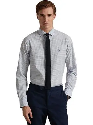 Polo Ralph Lauren Cotton Stretch Poplin Gingham Check Classic Fit Button Down Shirt Blue Multi