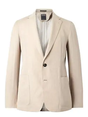 Zegna Wool And Linen-blend Suit Jacket - Neutrals