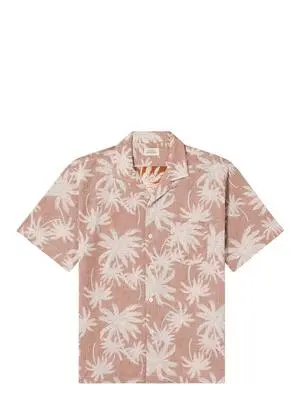 Hartford Convertible-collar Printed Cotton Shirt - Orange