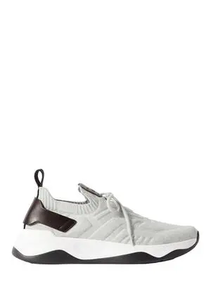 Berluti Shadow Leather-trimmed Sneakers - Gray