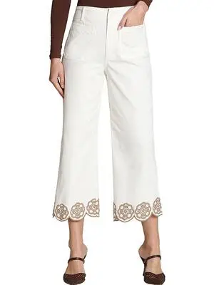Bagatelle Embroidered Hem Pants - Bone/ Tan