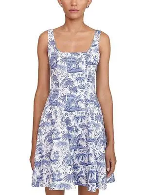 Staud Wells Mini Dress - Blue Toile