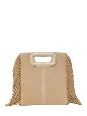 Maje Suede Fringed M Bag - Cappucino