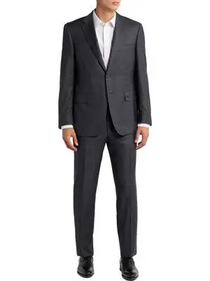 Canali Solid Wool Suit - Charcoal
