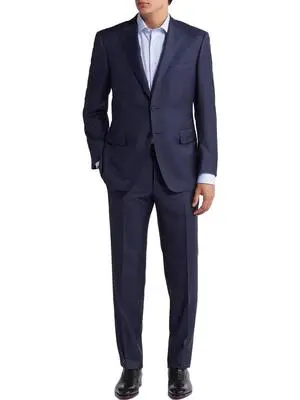 Canali Solid Wool Suit - Navy