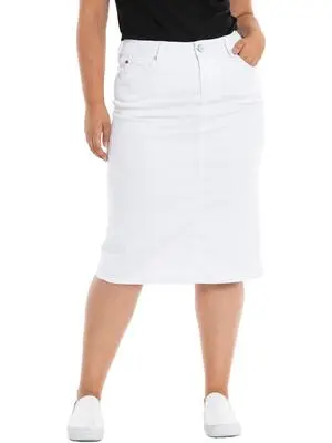 SLINK JEANS Denim Midi Skirt - White