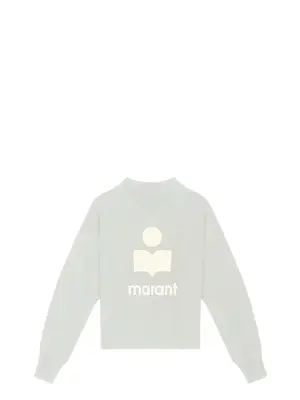 MARANT ETOILE Moby Logo Cotton Sweatshirt Light Blue And Ecru