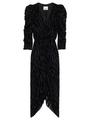 Isabel Marant Nemil Zebra Print Velvet Dress - Black