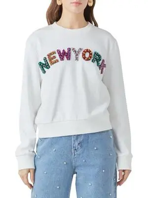 Endless Rose Embellished Sweatshirt - White