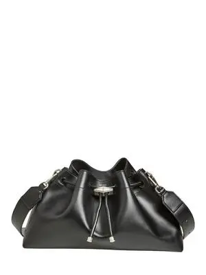 JIMMY CHOO Cinch Leather Bucket Bag - Black/ Antique Silver