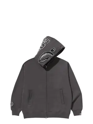 A BATHING APE Hand Drawn Face Relaxed Fit Shark Full Zip Hoodie - Grey
