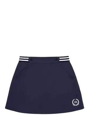 SPORTY & RICH Kelly Logo-embroidered A-line Skirt - Blue