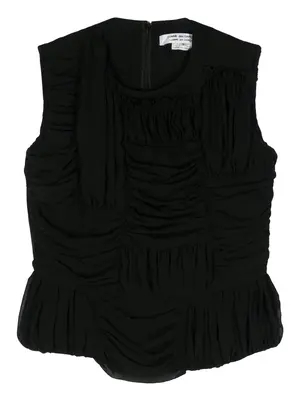 Comme Des Garçons Ruched Sleeveless Top - Black