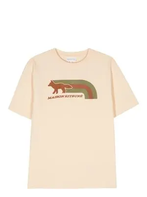 Maison Kitsuné Flash Fox-motif Cotton T-shirt - Neutrals