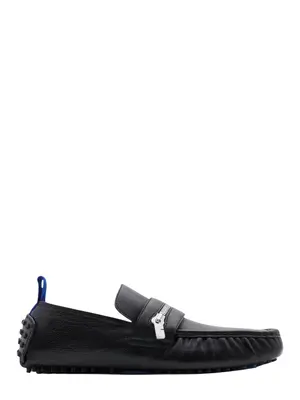 Burberry Zip-detail Leather Loafers - Black