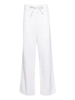 Victoria Beckham Drawstring-waist Cotton Trousers - White
