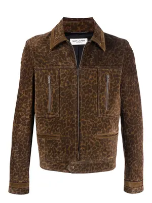 SAINT LAURENT Saint Laurent Leopard-Print Suede Jacket