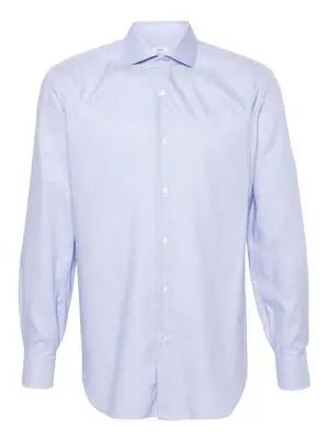 BARBA NAPOLI Jacquard Cotton Shirt - Blue