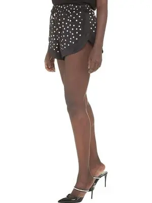 Saint Laurent High-waisted Polka Dot Silk Shorts - Black