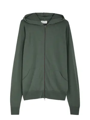 John Smedley Carty Hooded Wool Sweatshirt - Dark Green