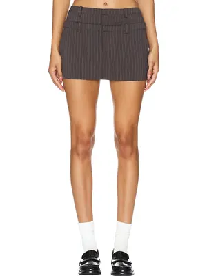 LOVERS AND FRIENDS Ashley Mini Skirt - Grey Pinstripe