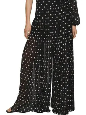 MANGO MANGO Adela Polka Dot Pleated Chiffon Palazzo Pants