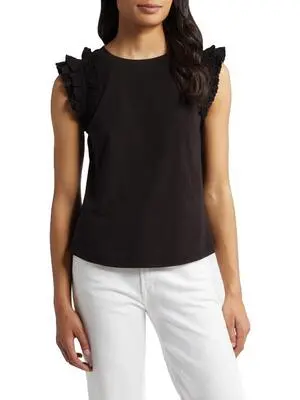 Wit & Wisdom Wit & Wisdom Ruffle Sleeve Top Black