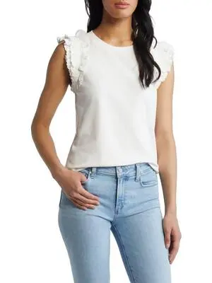Wit & Wisdom Wit & Wisdom Ruffle Sleeve Top Off White