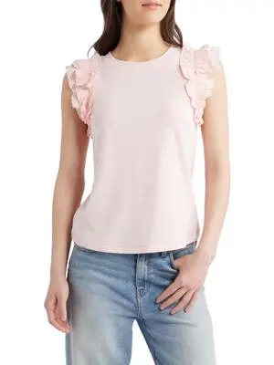 Wit & Wisdom Wit & Wisdom Ruffle Sleeve Top Whisper Pink
