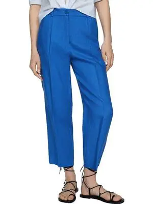 MANGO MANGO Brunoli Linen Straight Leg Ankle Pants