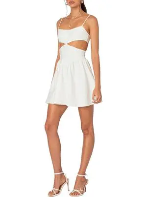 EDIKTED Ari Waist Cutout Corset Minidress - White
