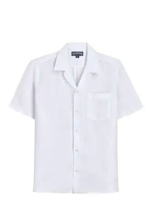 Vilebrequin Linen Solid Bowling Shirt - Blanc