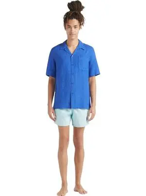 Vilebrequin Solid Linen Bowling Shirt Marrakech