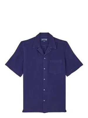 VILEBREQUIN Linen Solid Bowling Shirt