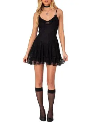 EDIKTED Lyla Lace Mini Dress - Black