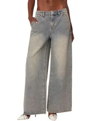 EDIKTED Baggy Wide-leg Jeans - Gray
