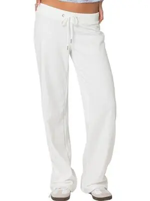 EDIKTED Quinn Cotton Blend Straight Leg Sweatpants - White