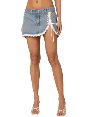 EDIKTED EDIKTED Lace-Up Denim Miniskirt