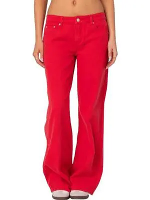 EDIKTED Roman Flare Jeans - Red